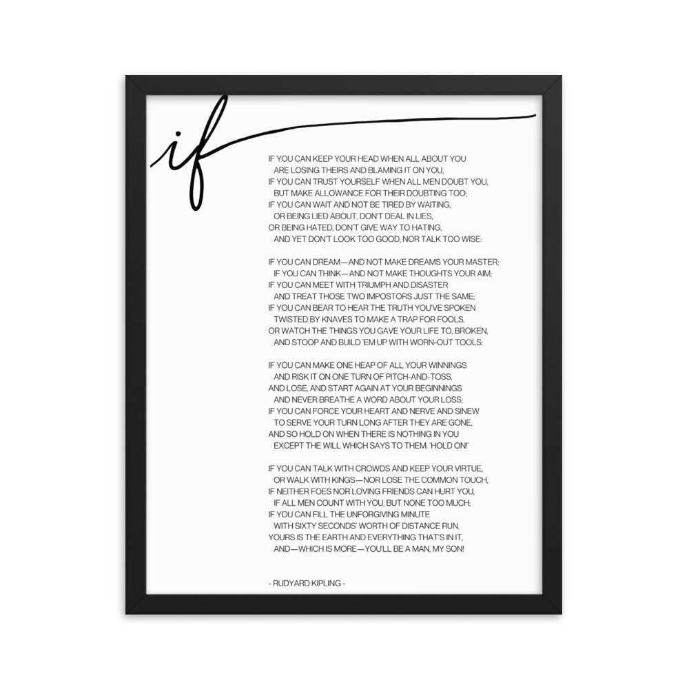 If by Rudyard Kipling Framed Poster Print - Etsy