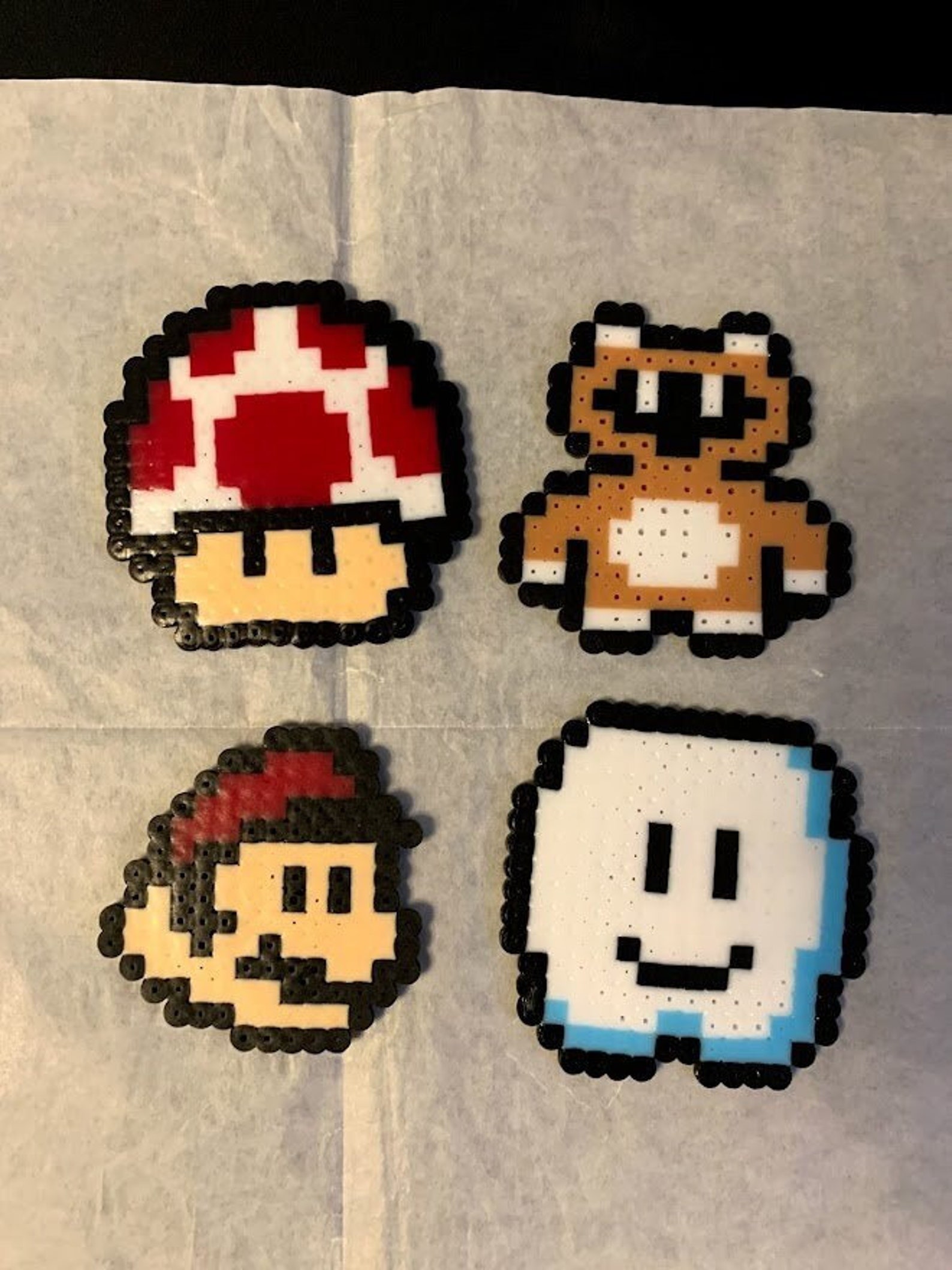 4 Pack Super Mario 3 Perler Beads Completed Decorative Art Collage ...