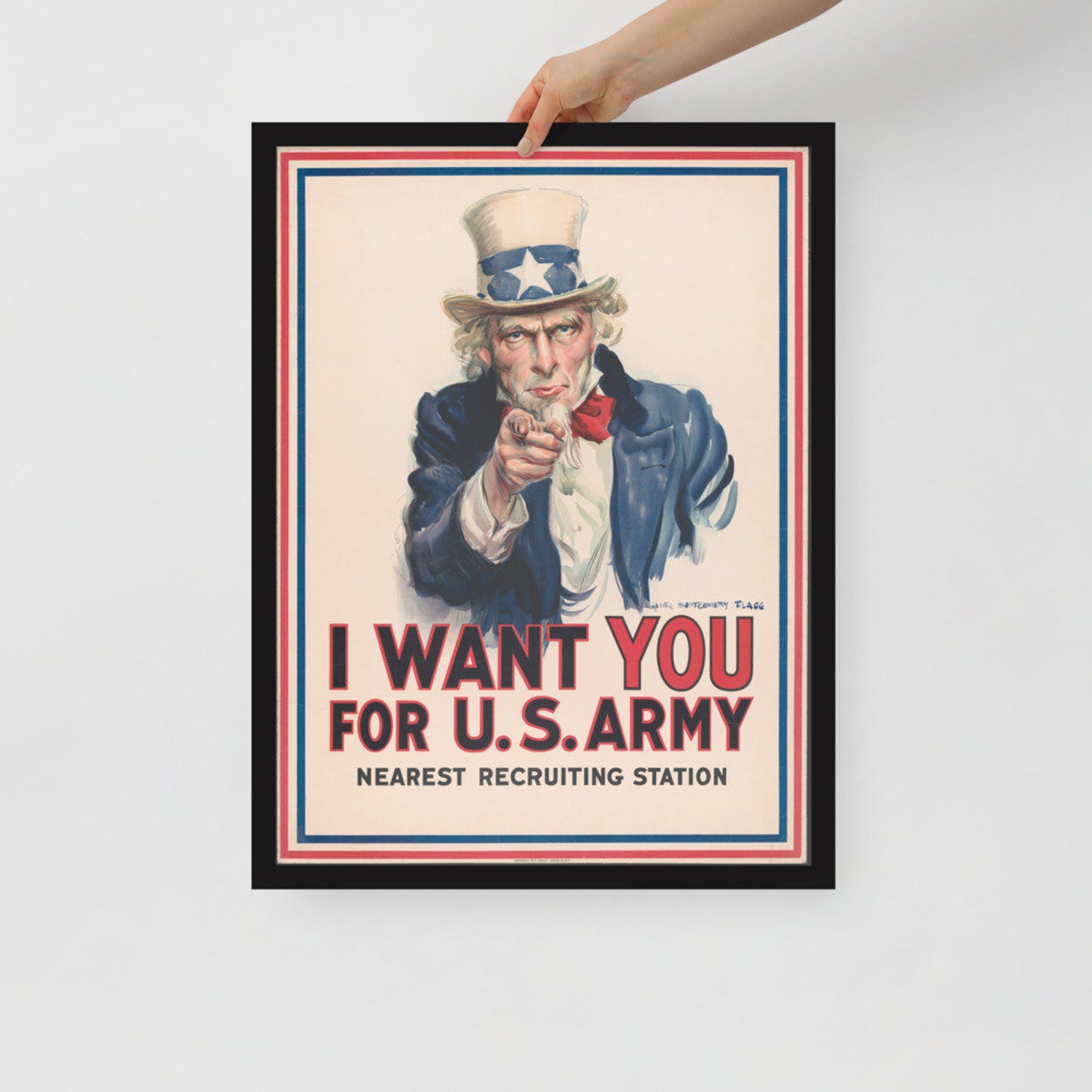 Framed I Want You US Army Recruitment Poster US War Poster Propaganda ...