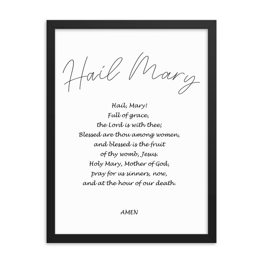 Hail Mary Prayer Framed Photo Paper Poster Inspirational Poster - Etsy