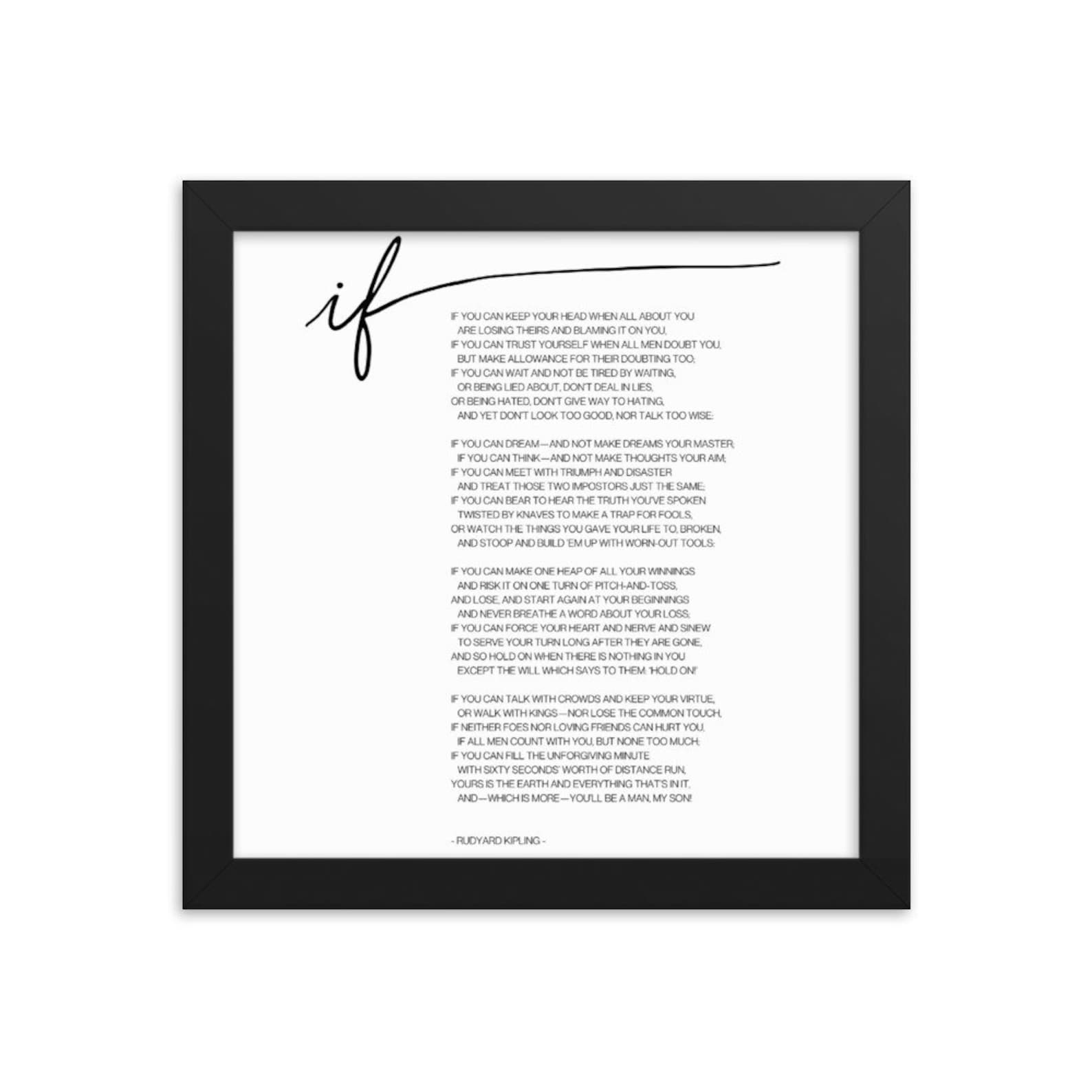 If by Rudyard Kipling Framed Poster Print - Etsy