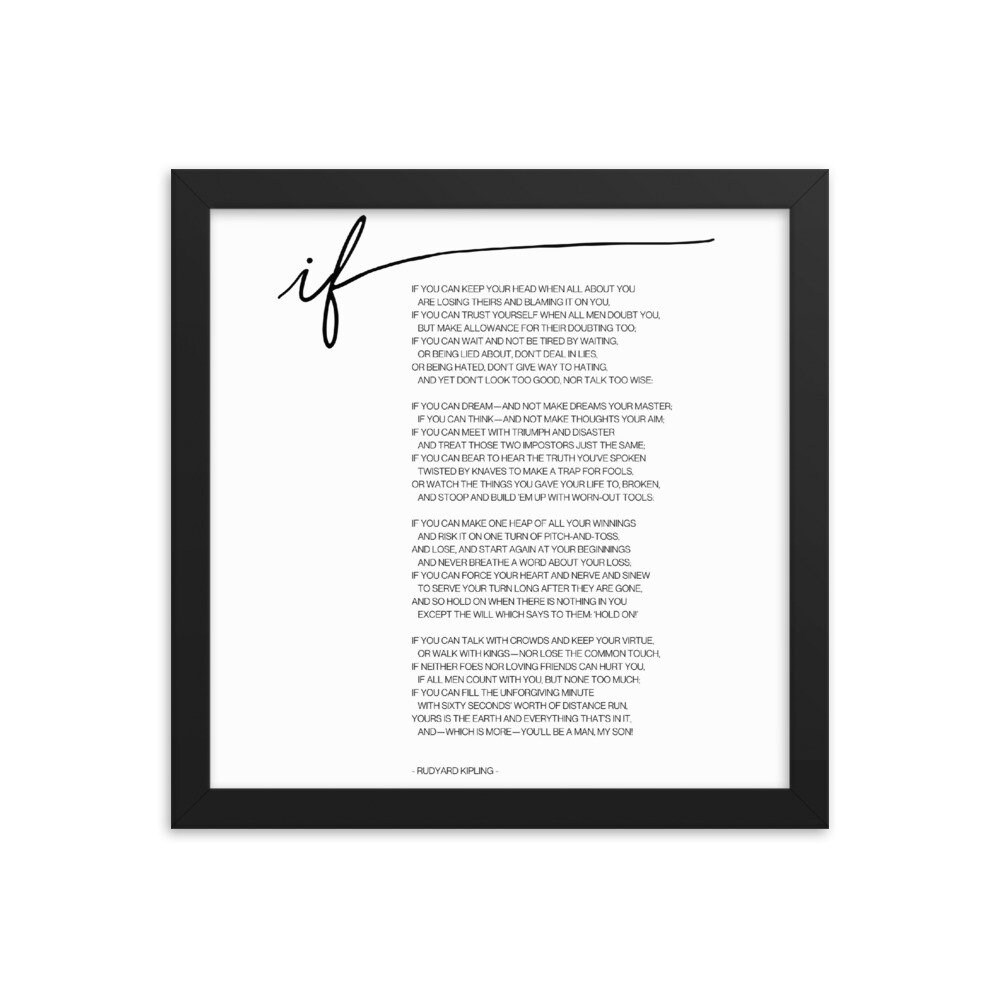 If by Rudyard Kipling Framed Poster Print - Etsy