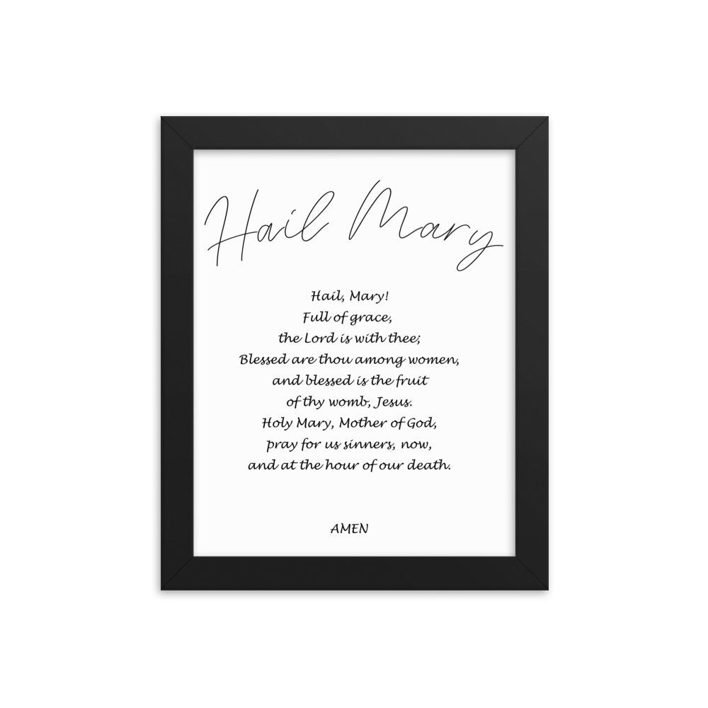 Hail Mary Prayer Framed Photo Paper Poster Inspirational Poster - Etsy