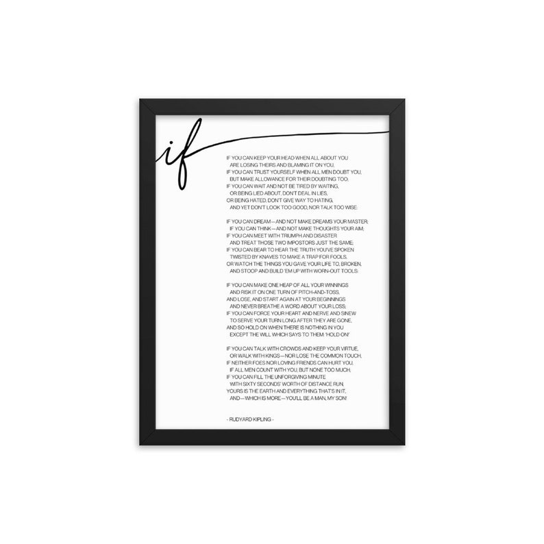 If by Rudyard Kipling Framed Poster Print - Etsy