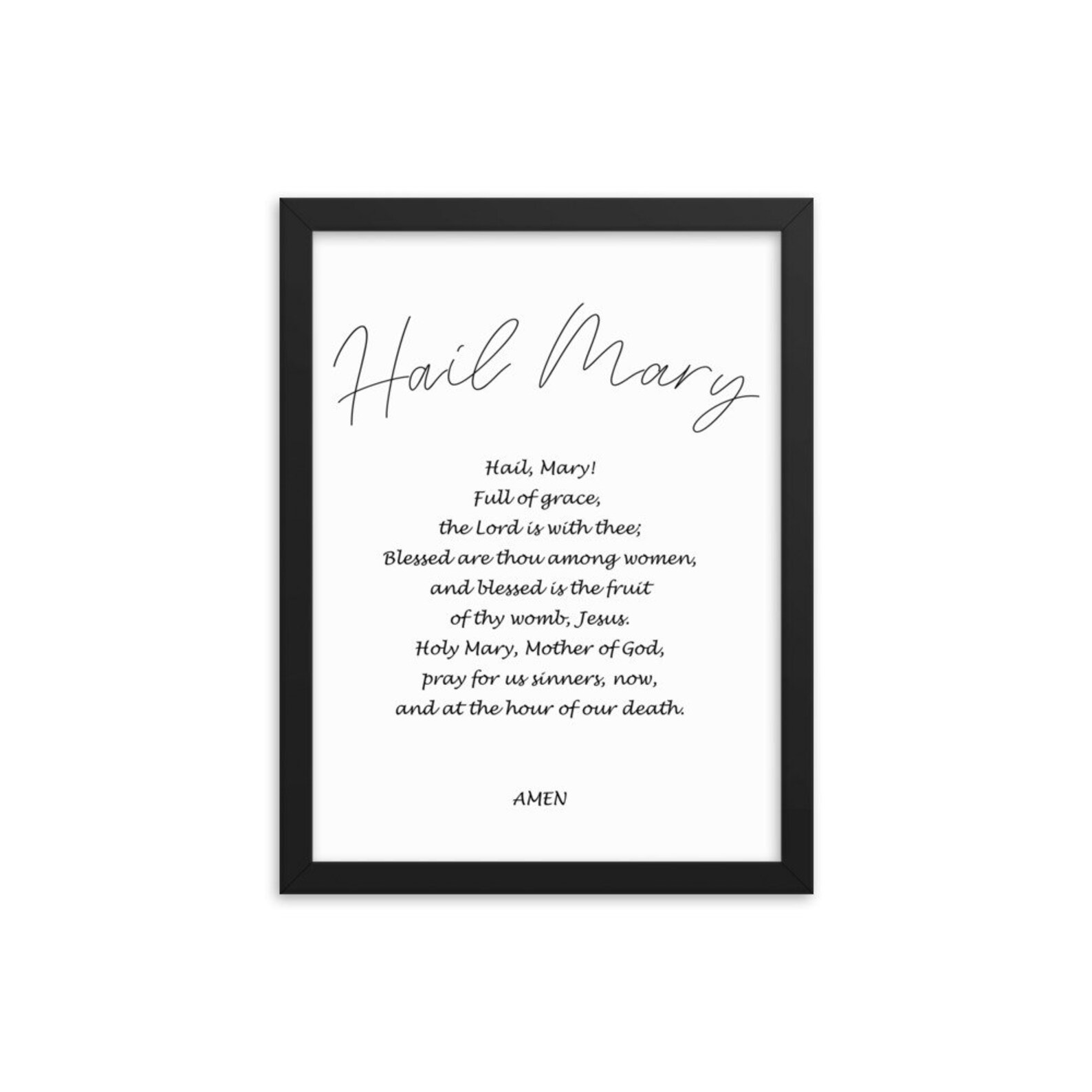 Hail Mary Prayer Framed Photo Paper Poster Inspirational Poster - Etsy