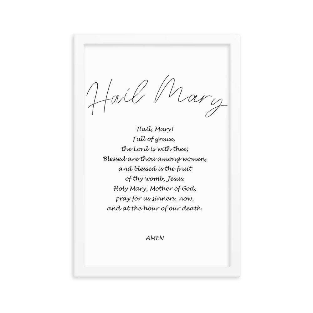 Hail Mary Prayer Framed Photo Paper Poster Inspirational | Etsy