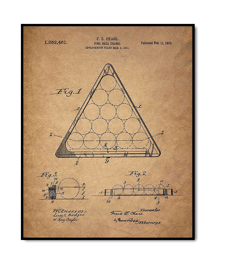 Framed Pool Billiards 3 Pack Billiard Ball, Billiard Table, Pool Ball ...