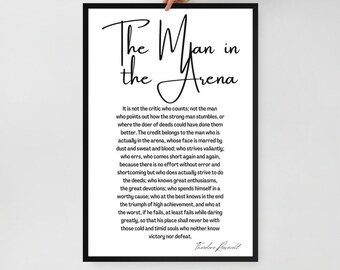 Framed Man in the Arena Quote Print Theodore Roosevelt | Etsy