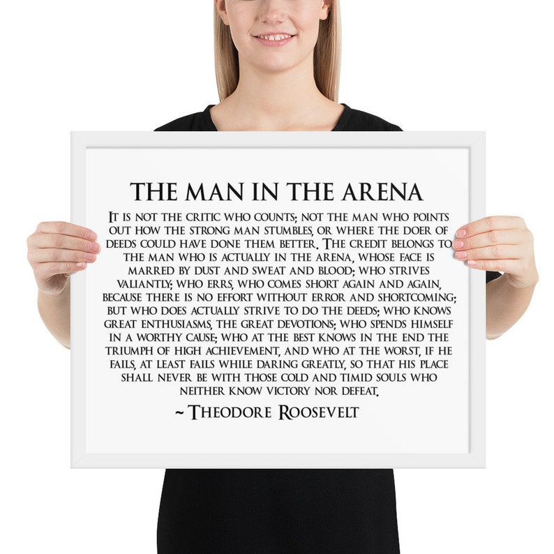 The Man in the Arena Quote Print Theodore Roosevelt Man in the Arena ...