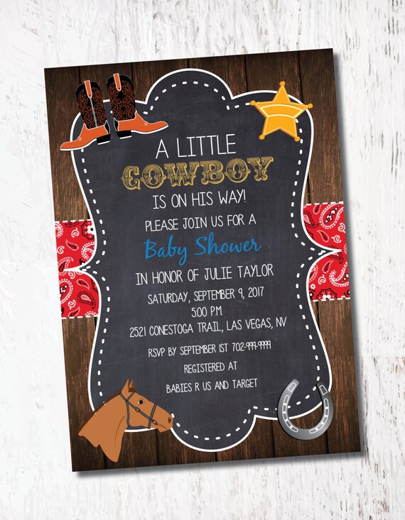 Little Cowboy Rustic Baby Shower Event PRINTABLE Custom | Etsy