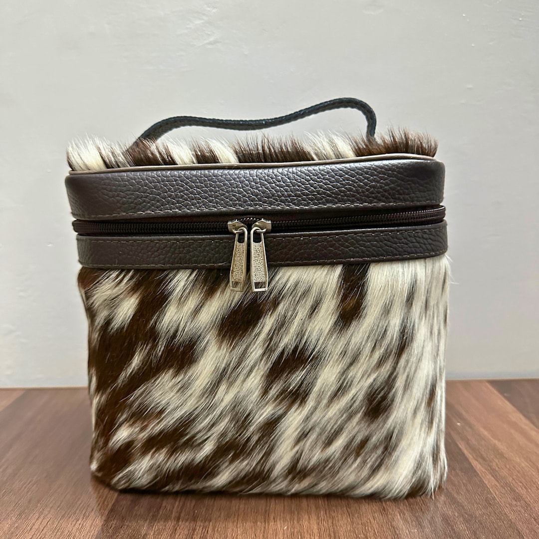 Handmade Cowhide Makeup Bag for Daily Use, Cowhide Leather Makeup ...