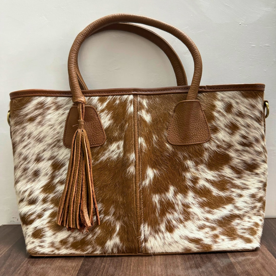 Hair on Cowhide Tote Bag, Cowhide Tote Bag Purse, Real Leather Cowhide ...