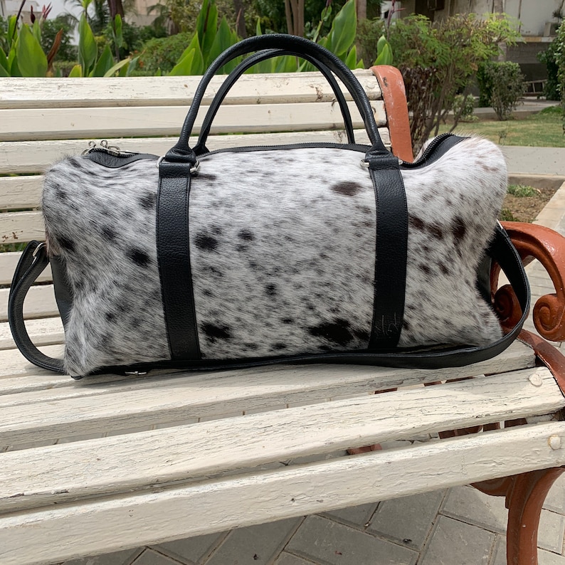 Cowhide Duffle Bag Black White Cowhide Duffle Bag Duffel Bag - Etsy