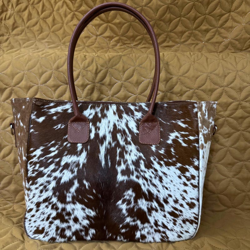 Cowhide Tote Bag - Etsy UK