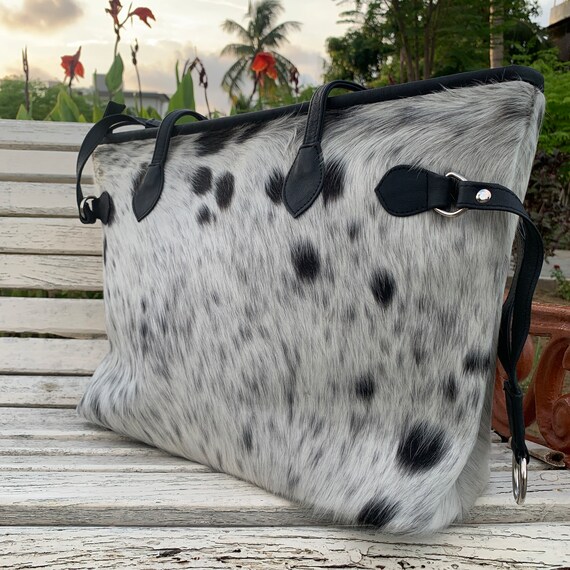 Natural Cowhide Tote Leather Bag for Women Cow Skin Hair - Etsy