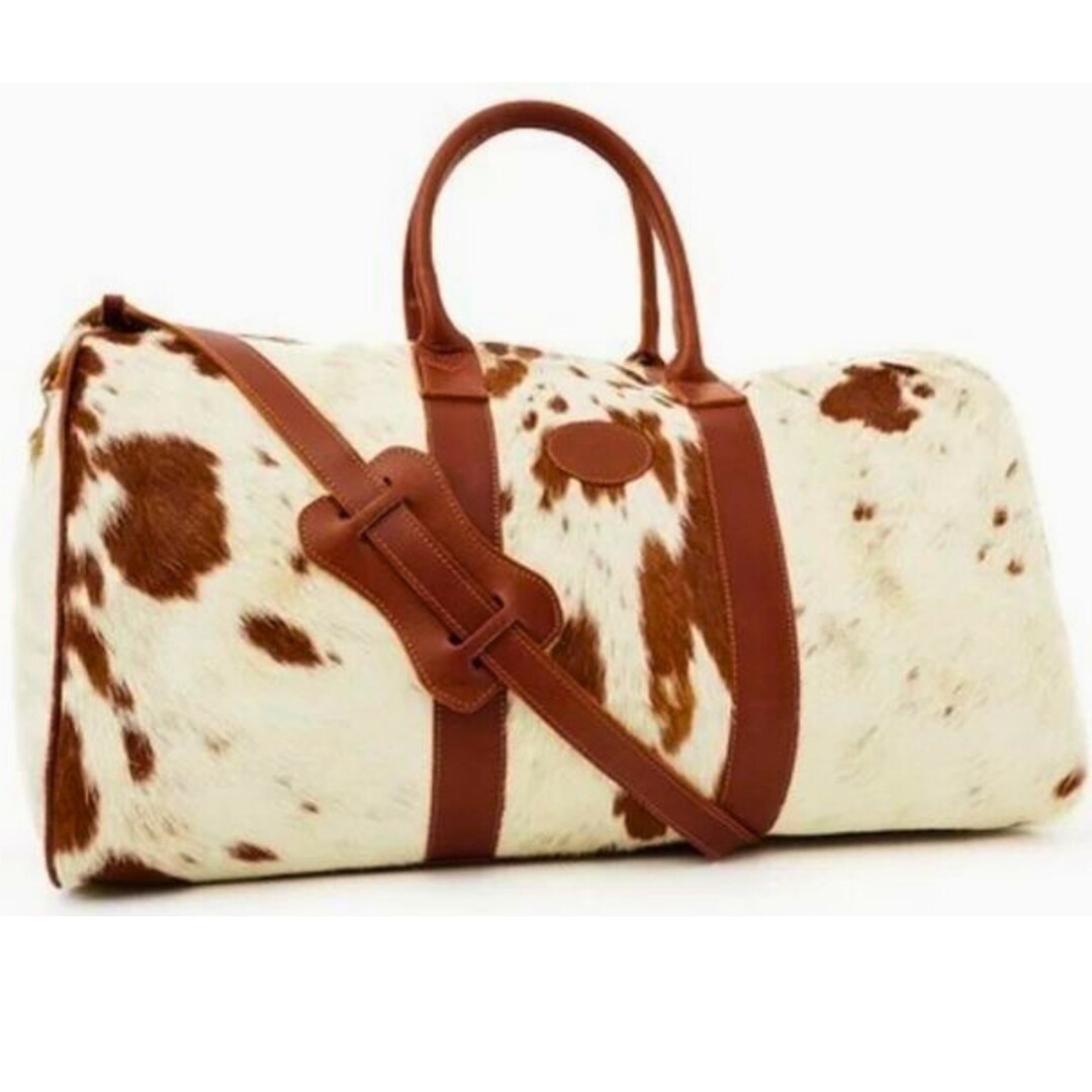 Real Cowhide Weekender Bag Cowhide Leather Duffle Bag Western Weekender ...