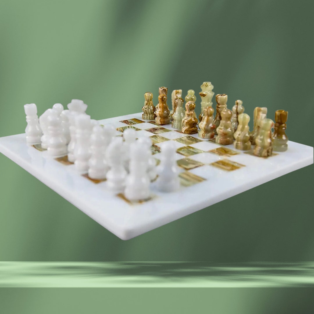 Marble Chess Board Set With Pieces, Multi Green Chess Board Set ...