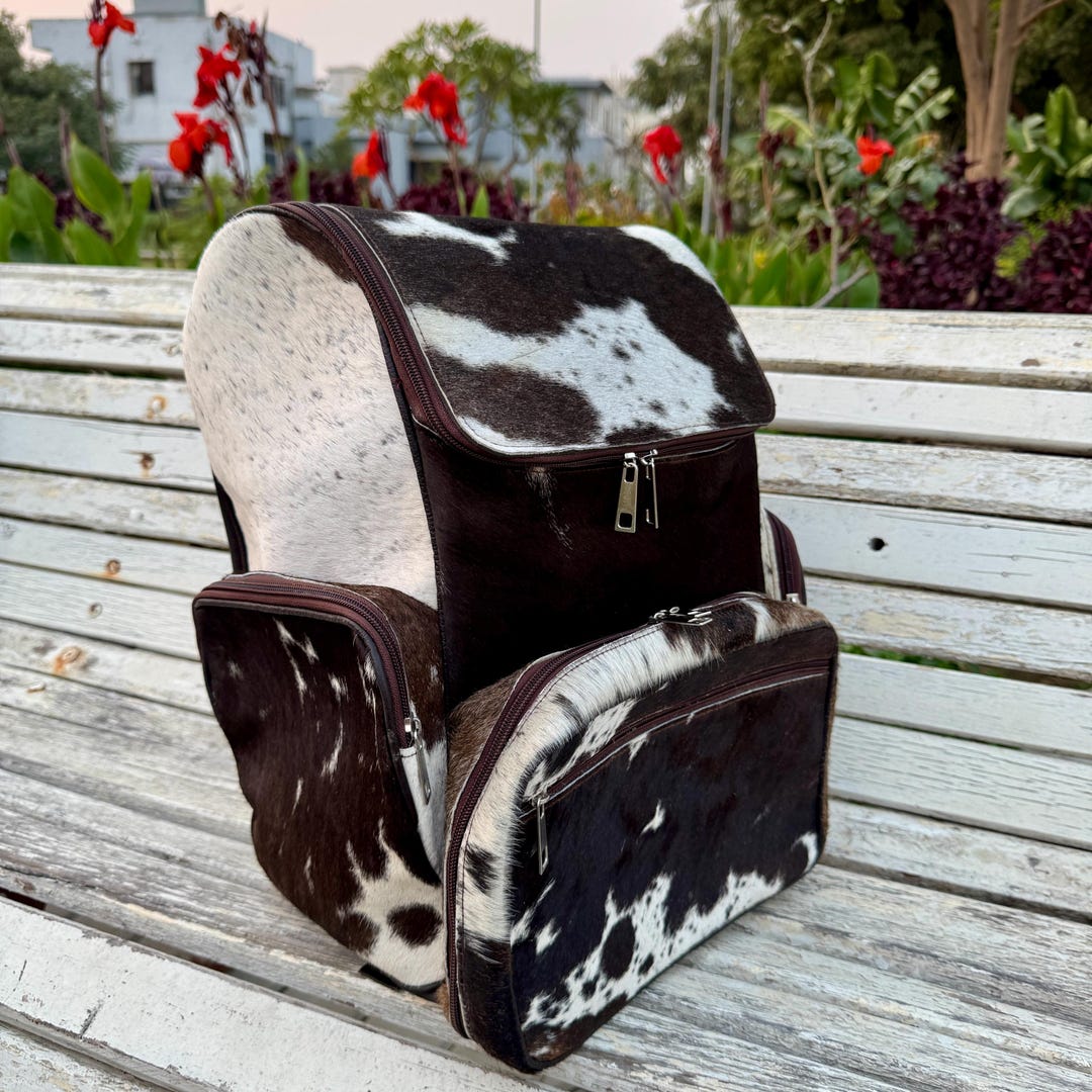 Handmade Cowhide Leather Backpack, Hair-on Western Travel Rucksack - Etsy