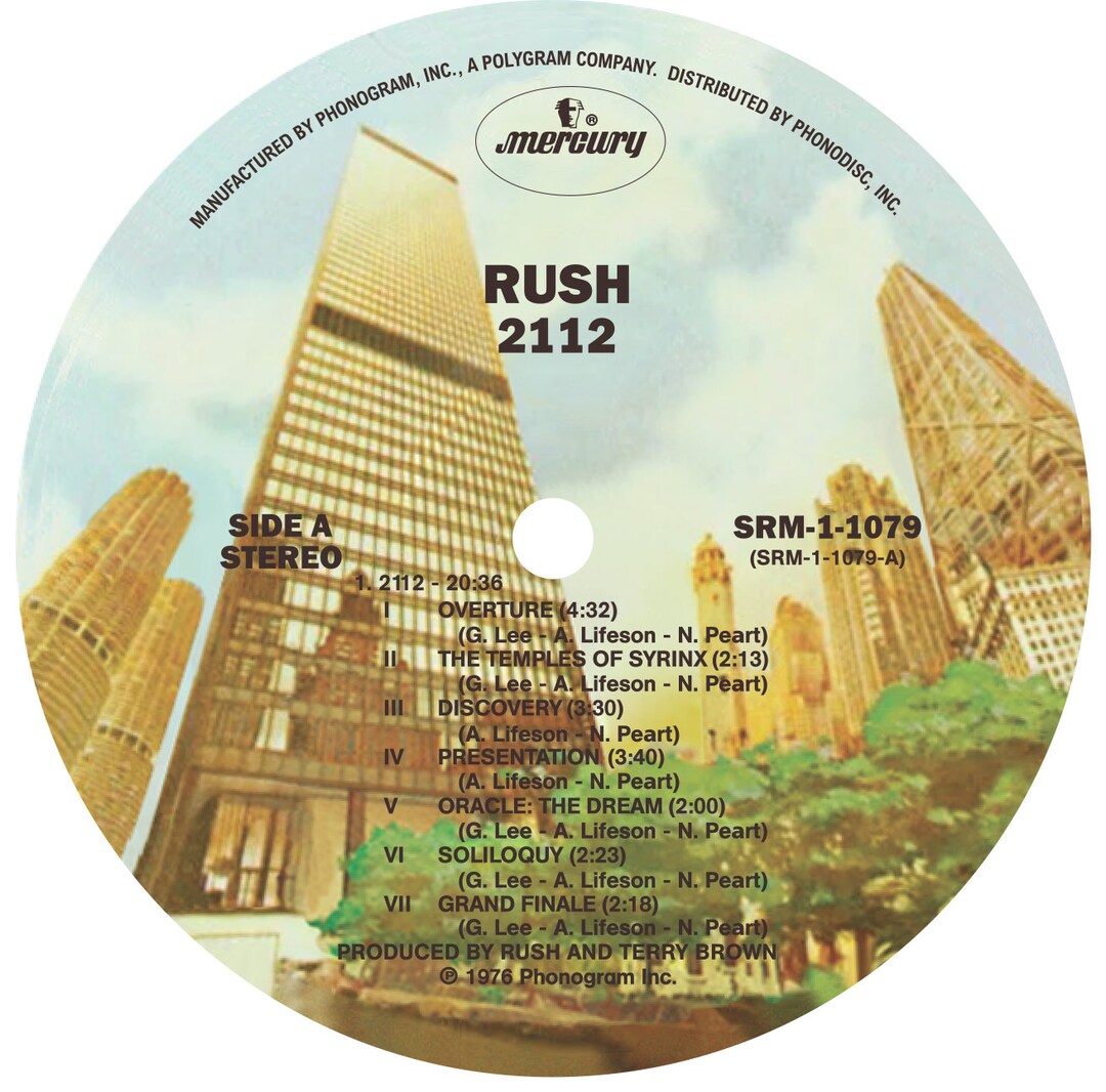 Rush - 2112 LP Label Sticker - Etsy
