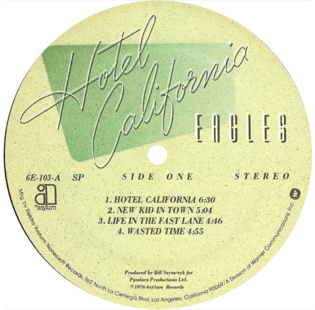 The Eagles 'hotel California' LP Label Magnet - Etsy