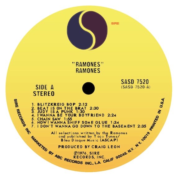 The Ramones Debut LP Label Sticker | Etsy