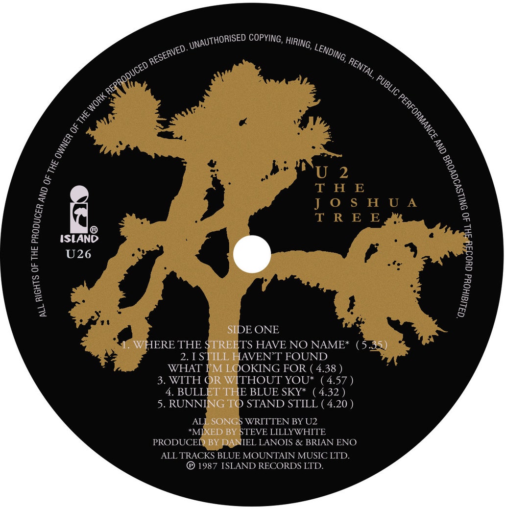 U2 - the Joshua Tree LP Label Sticker - Etsy
