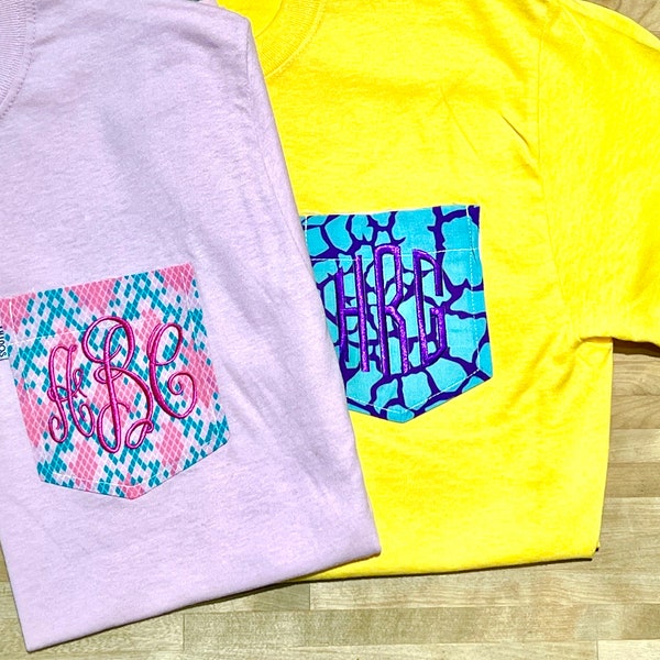 Monogram Pocket Tee - Etsy