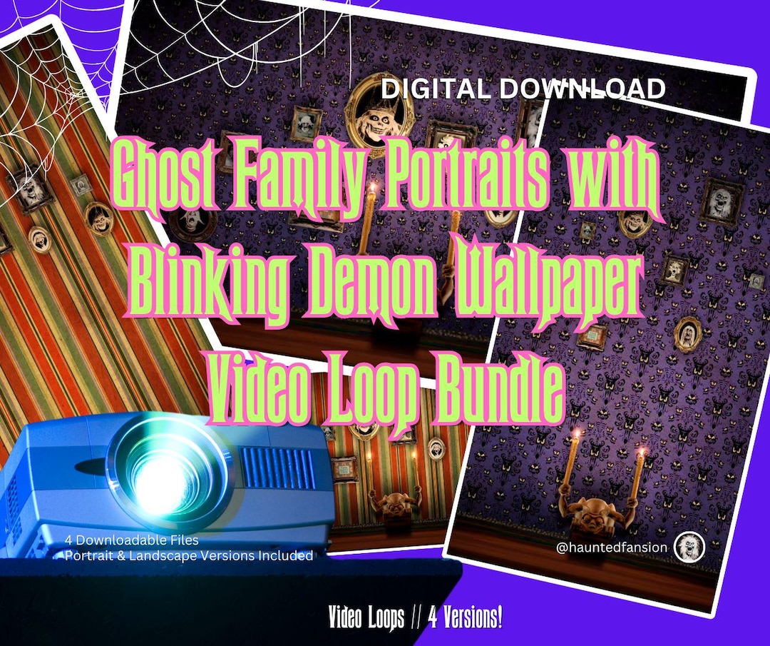 Haunted Mansion Ghost Family Portraits Over Two Wallpapers - Seamless ...