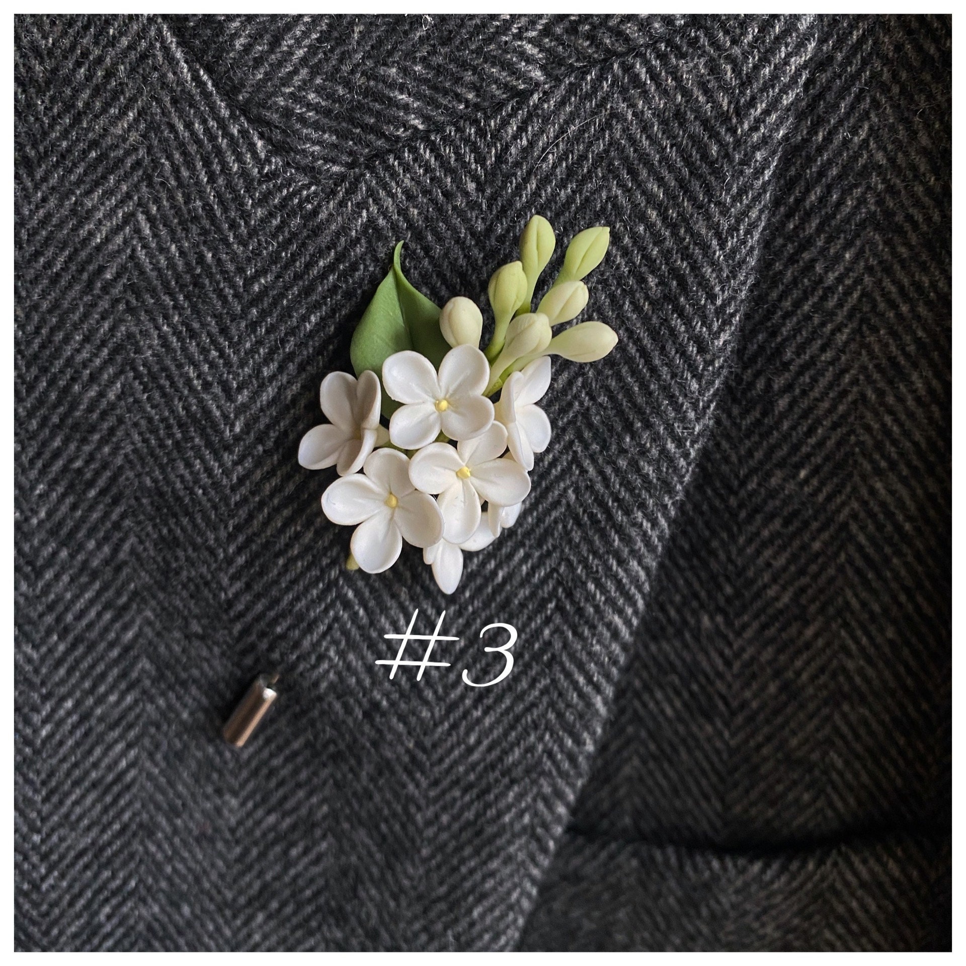 White Lilac Lapel Pin Blossom Lapel Pin Wedding Boutonniere Groom Lapel ...
