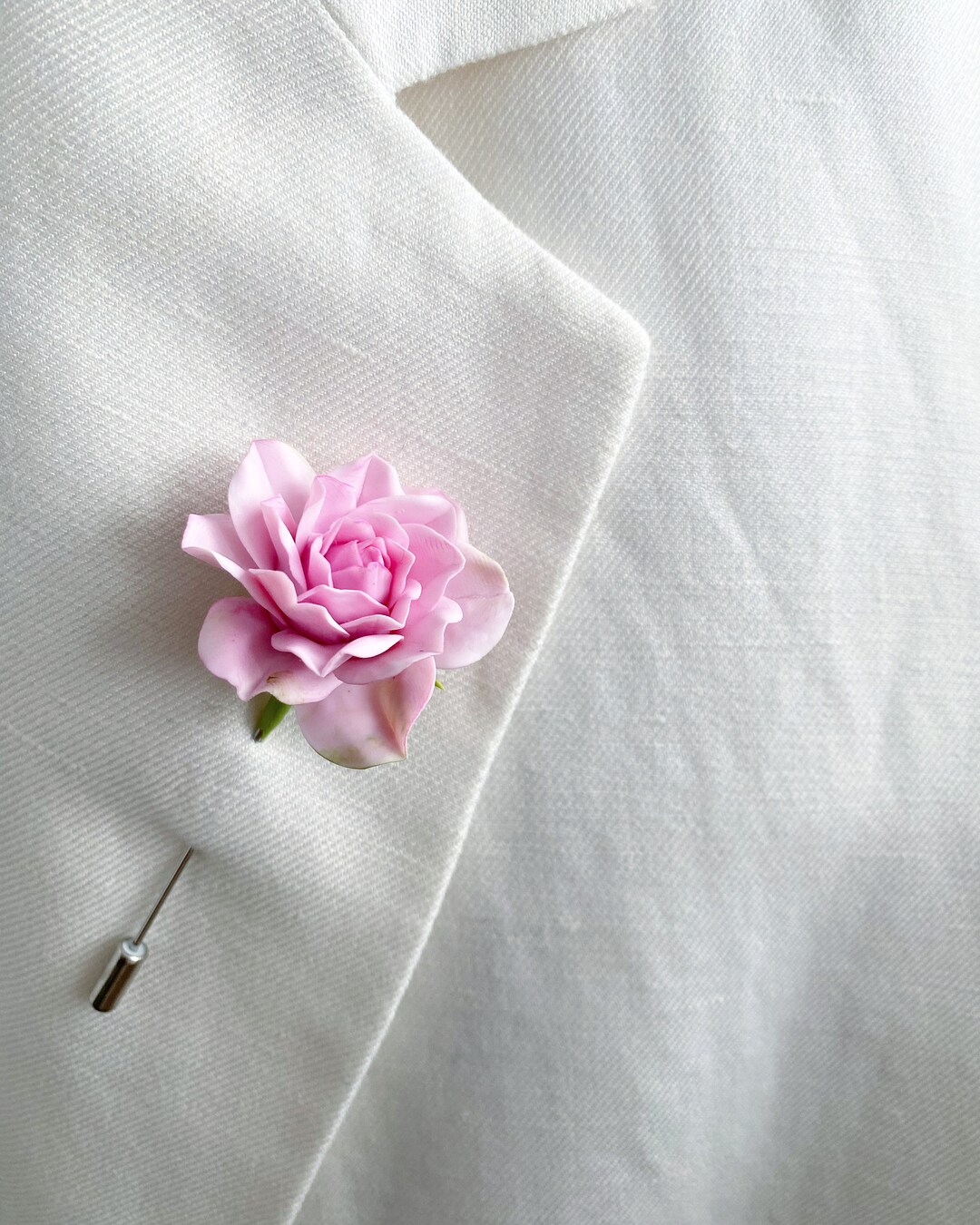 Pink Rose Lapel Pin Rose Boutonniere Flower Lapel Pin Wedding ...