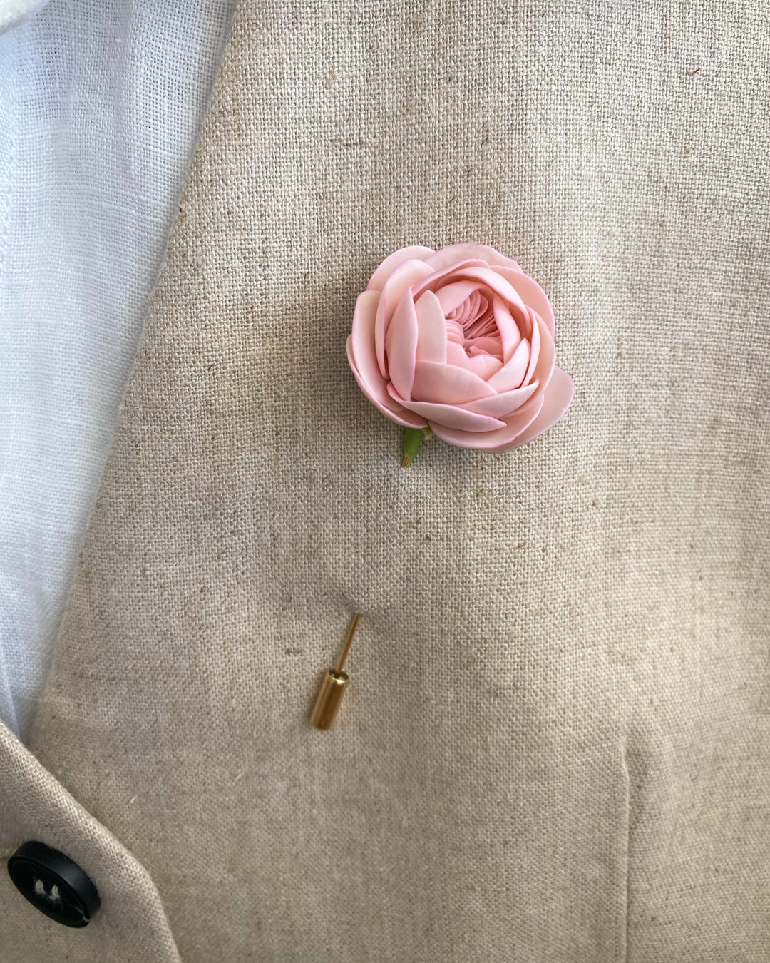 Blush Flower Lapel Pin Wedding Lapel Pin Flower Boutonniere Floral ...
