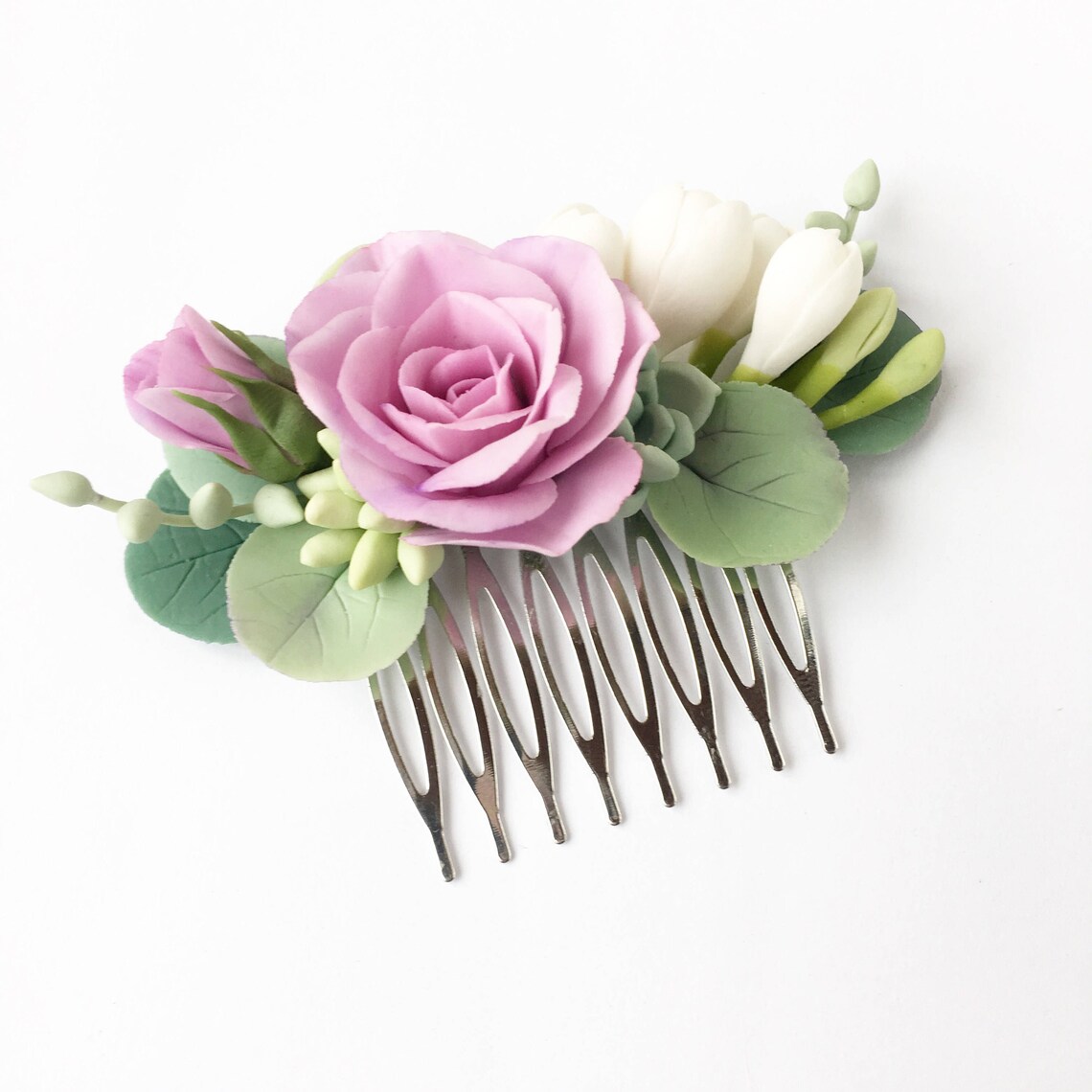 Purple Rose Hair Comb Succulent Hair Comb Lilac Flower Hair - Etsy