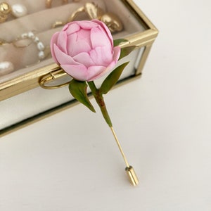 Pink Peony Lapel Pin for Men Pink Flower Lapel Pin Wedding Boutonniere ...