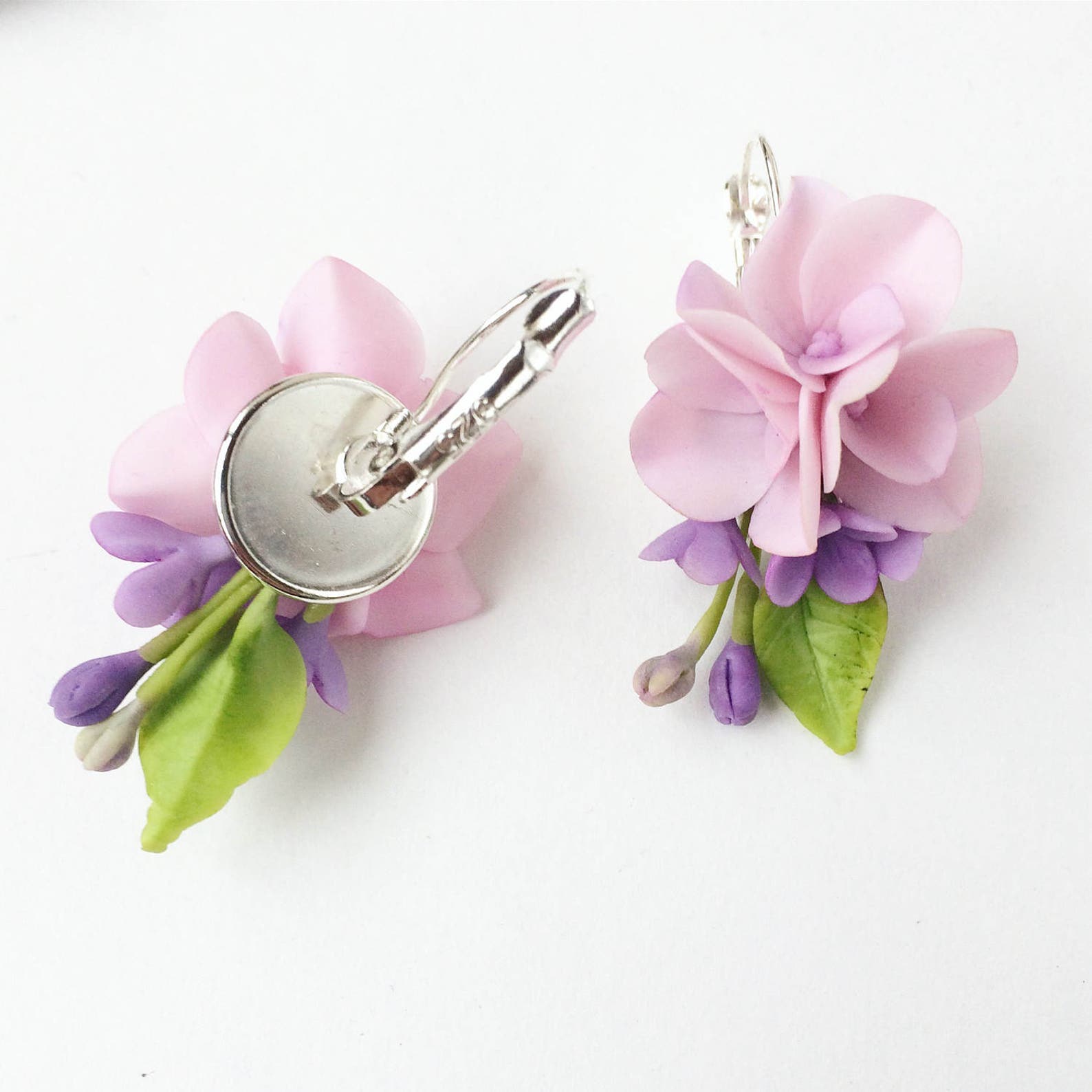 Pink Hydrangea Earrings, Floral Earrings, Bridal Earrings, Flower ...