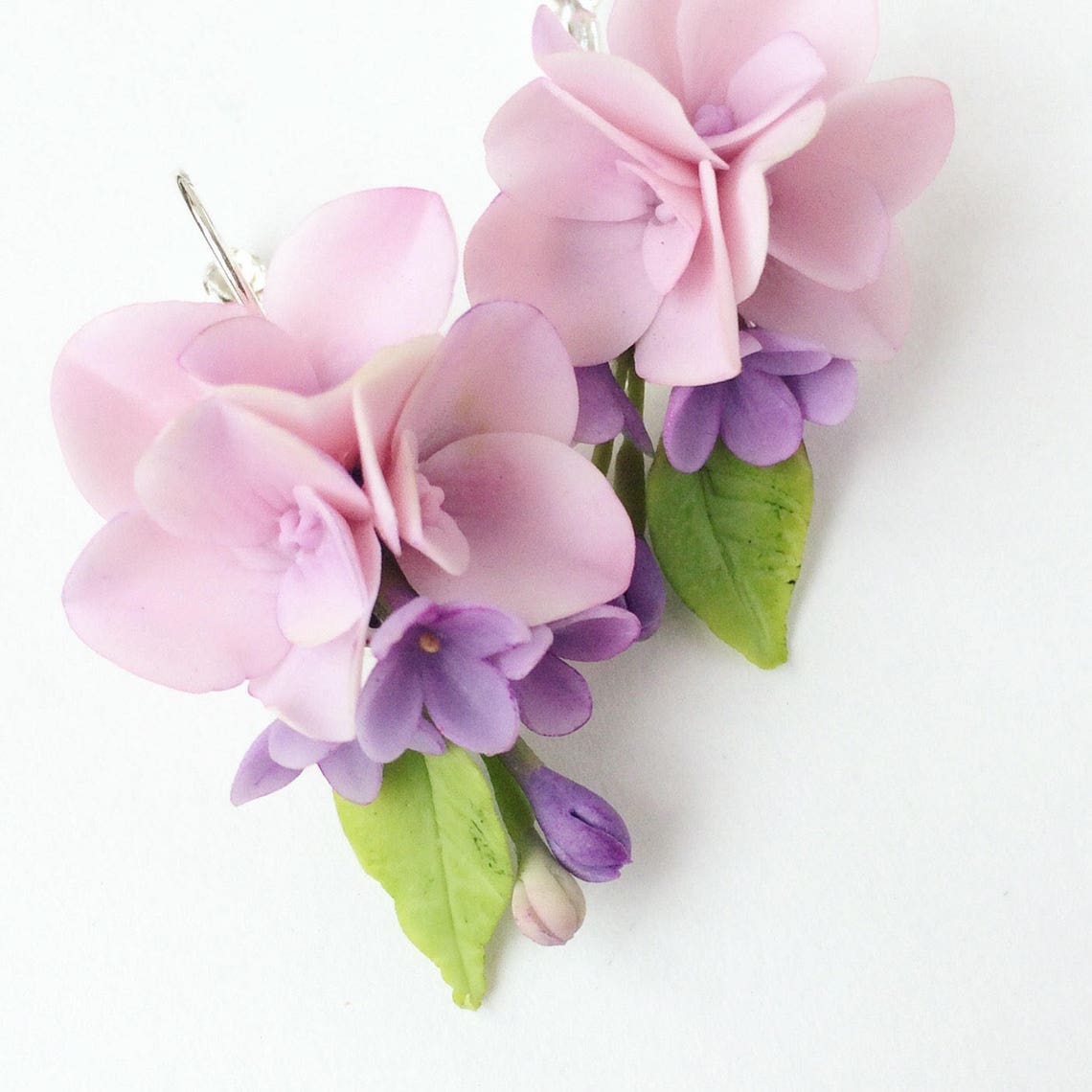 Pink Hydrangea Earrings, Floral Earrings, Bridal Earrings, Flower ...