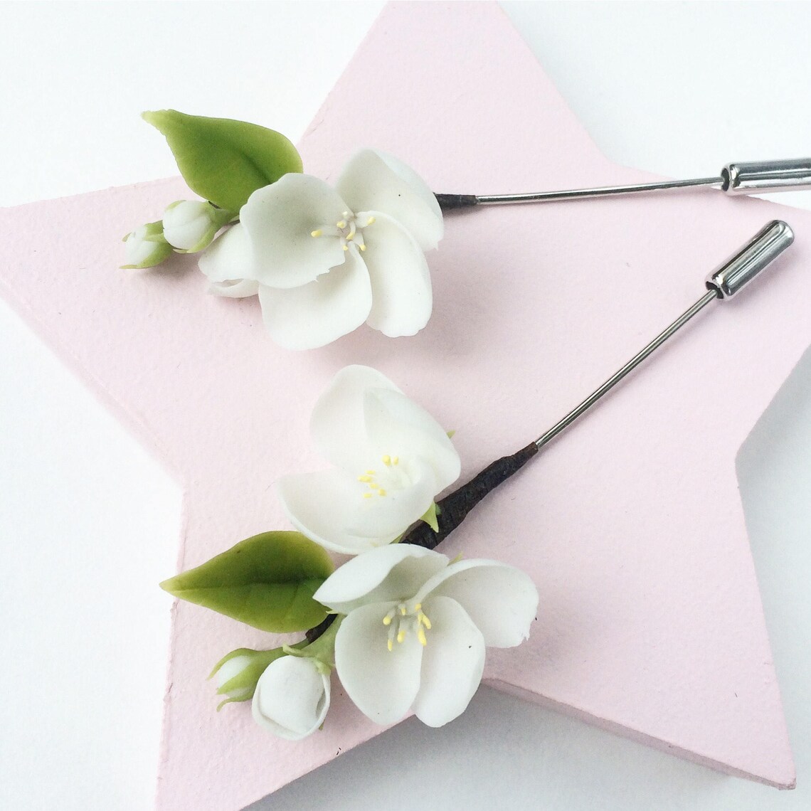Jasmine lapel pin white flower pin blossom flower pin Jasmine | Etsy