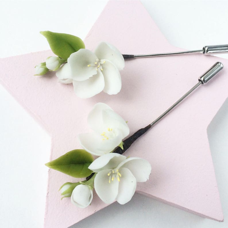 Jasmine lapel pin white flower pin blossom flower pin Jasmine | Etsy