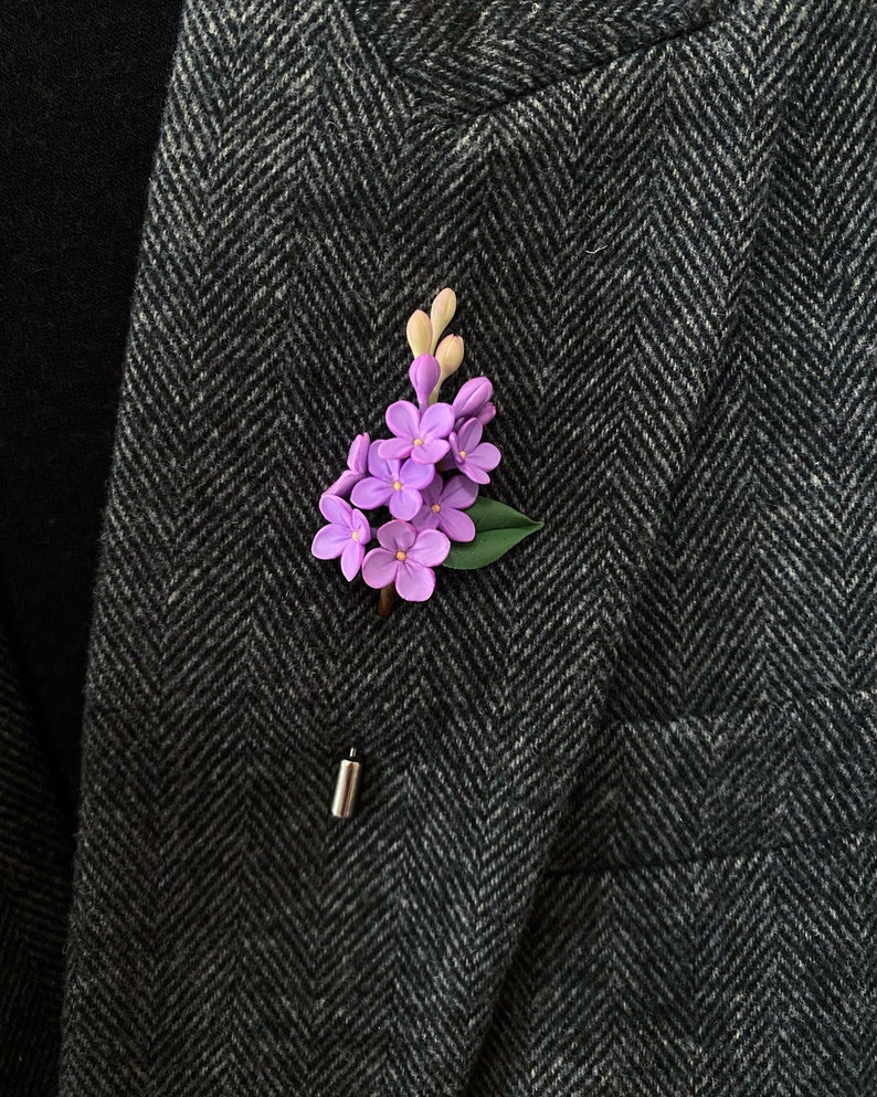 Flower Lapel Pin for Men White Lilac Lapel Pin Wedding - Etsy