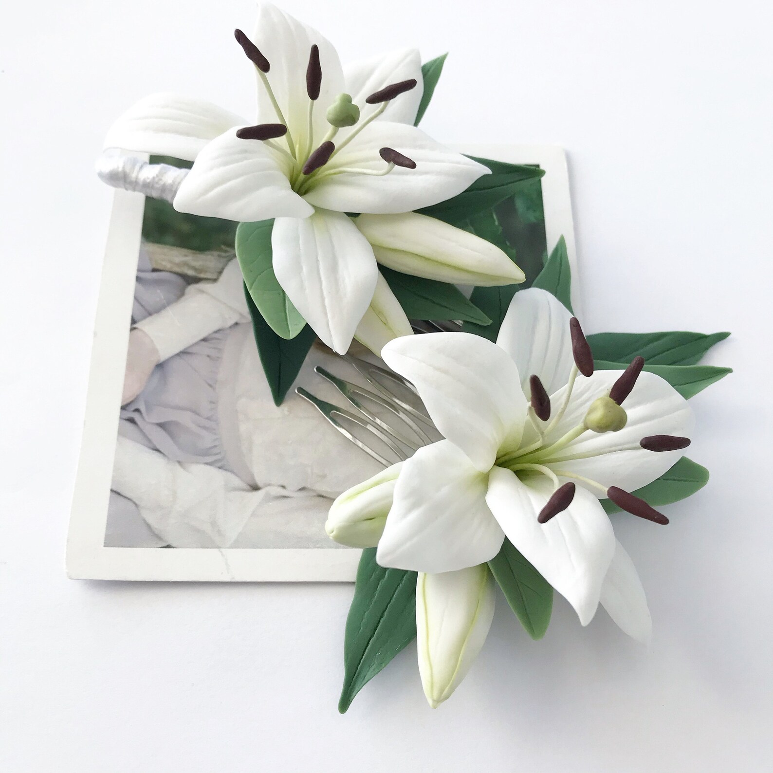 Lily Hair Comb Ivory Flower Hair Comb Greenery Hair Comb Ivory - Etsy