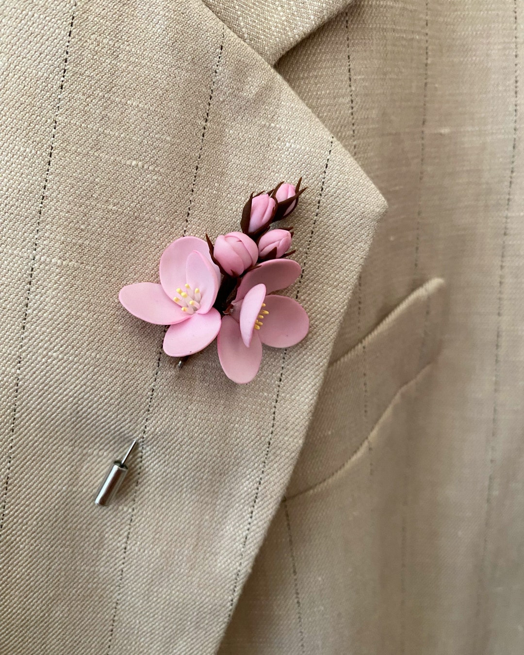 Flower Blossom Lapel Pin, Flower Pin, Flower Boutonniere, Floral ...