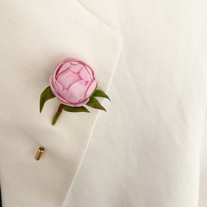 Pink Peony Lapel Pin for Men Pink Flower Lapel Pin Wedding Boutonniere ...