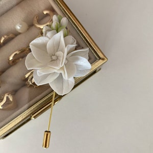White Flower Lapel Pin for Men Ivory Lapel Pin Hydrangea Wedding ...