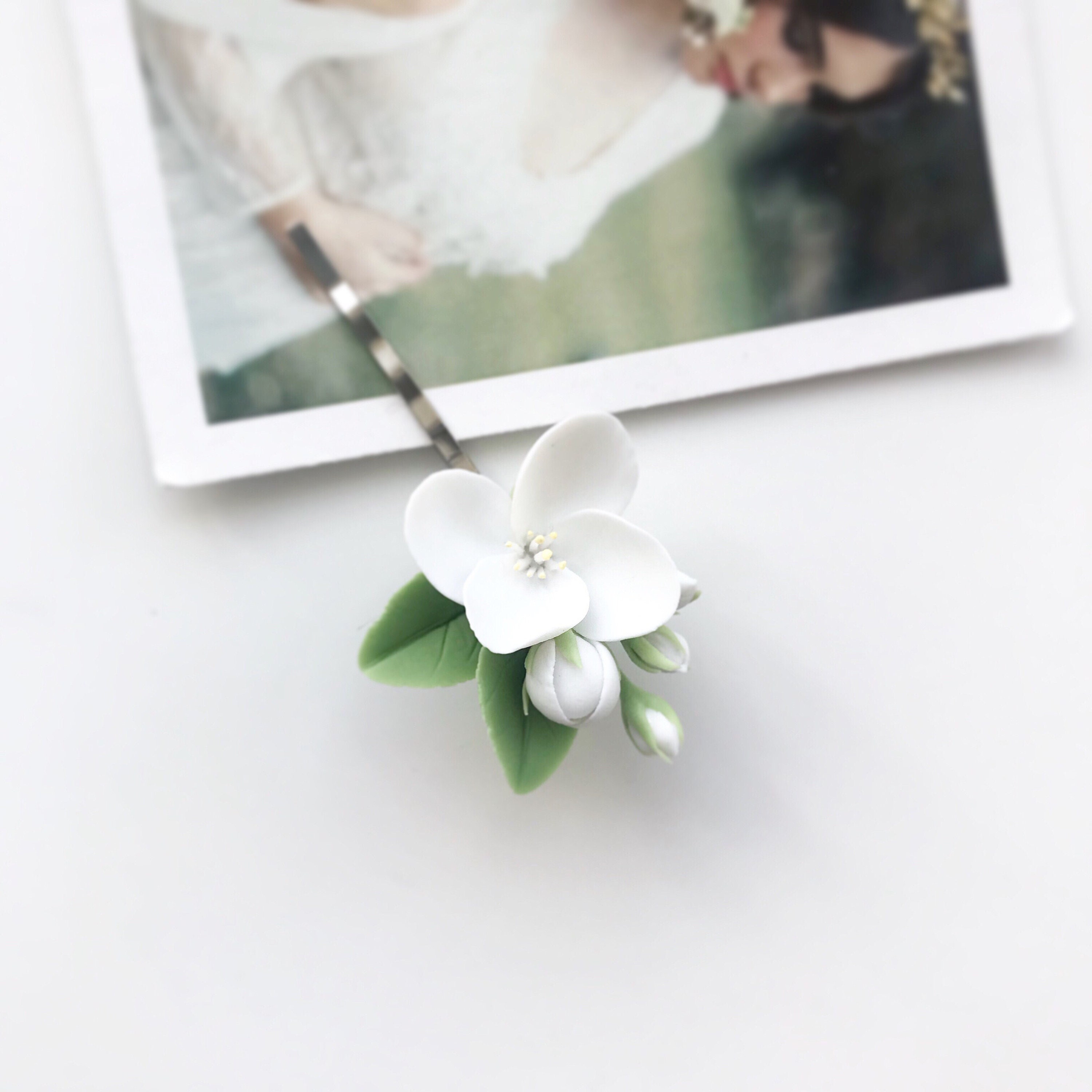 Ivory flower hair pin bridal hair pin white flower bobby pin | Etsy