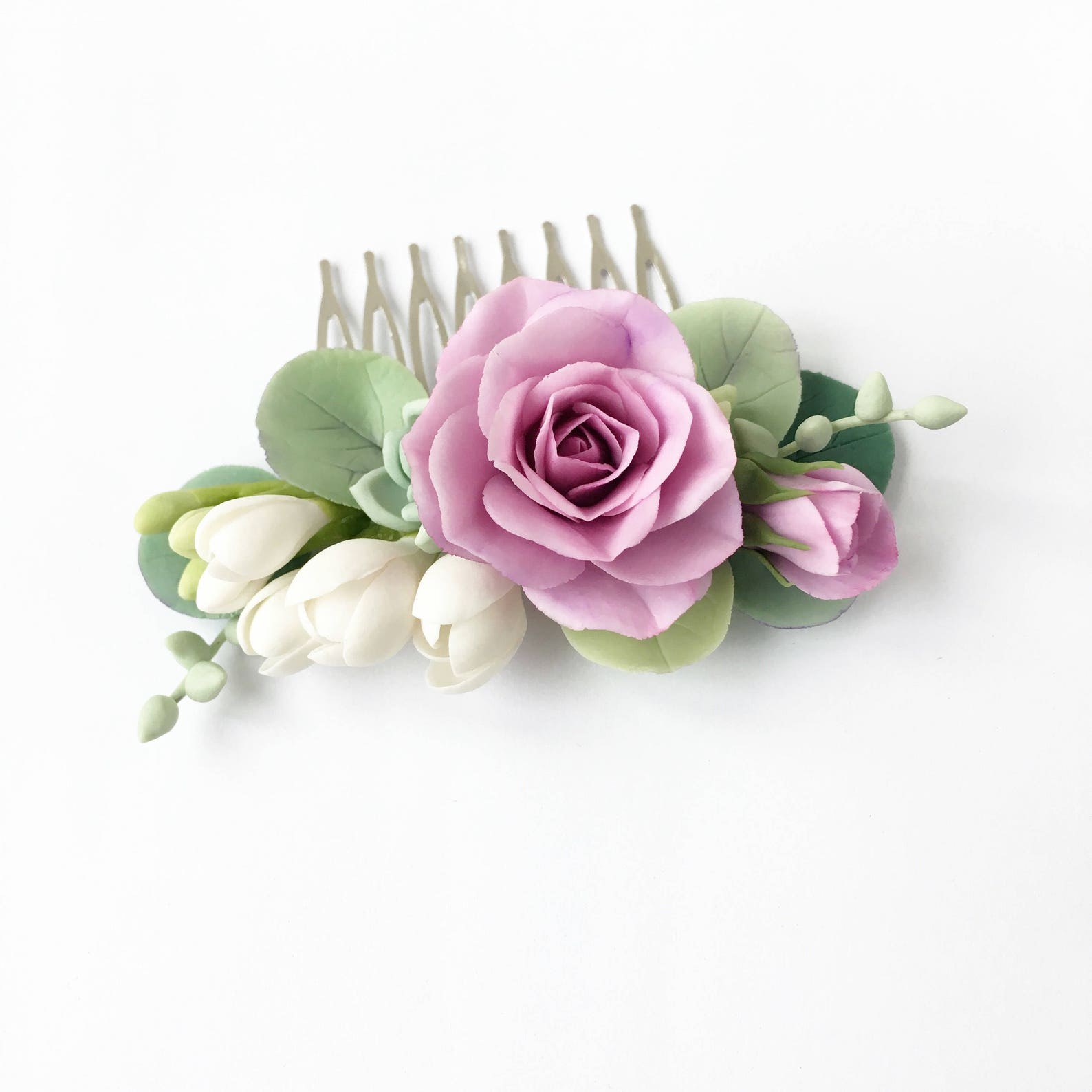 Purple Rose Hair Comb Succulent Hair Comb Lilac Flower Hair - Etsy