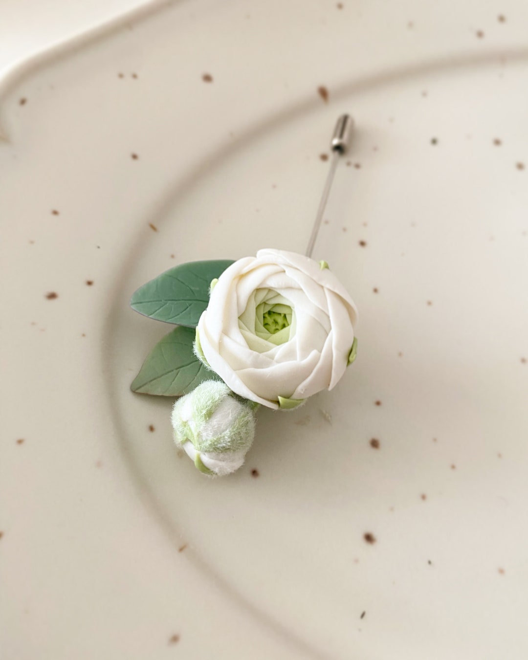 Wedding Flower Lapel Pin Ivory Flower Lapel Pin White Flower ...