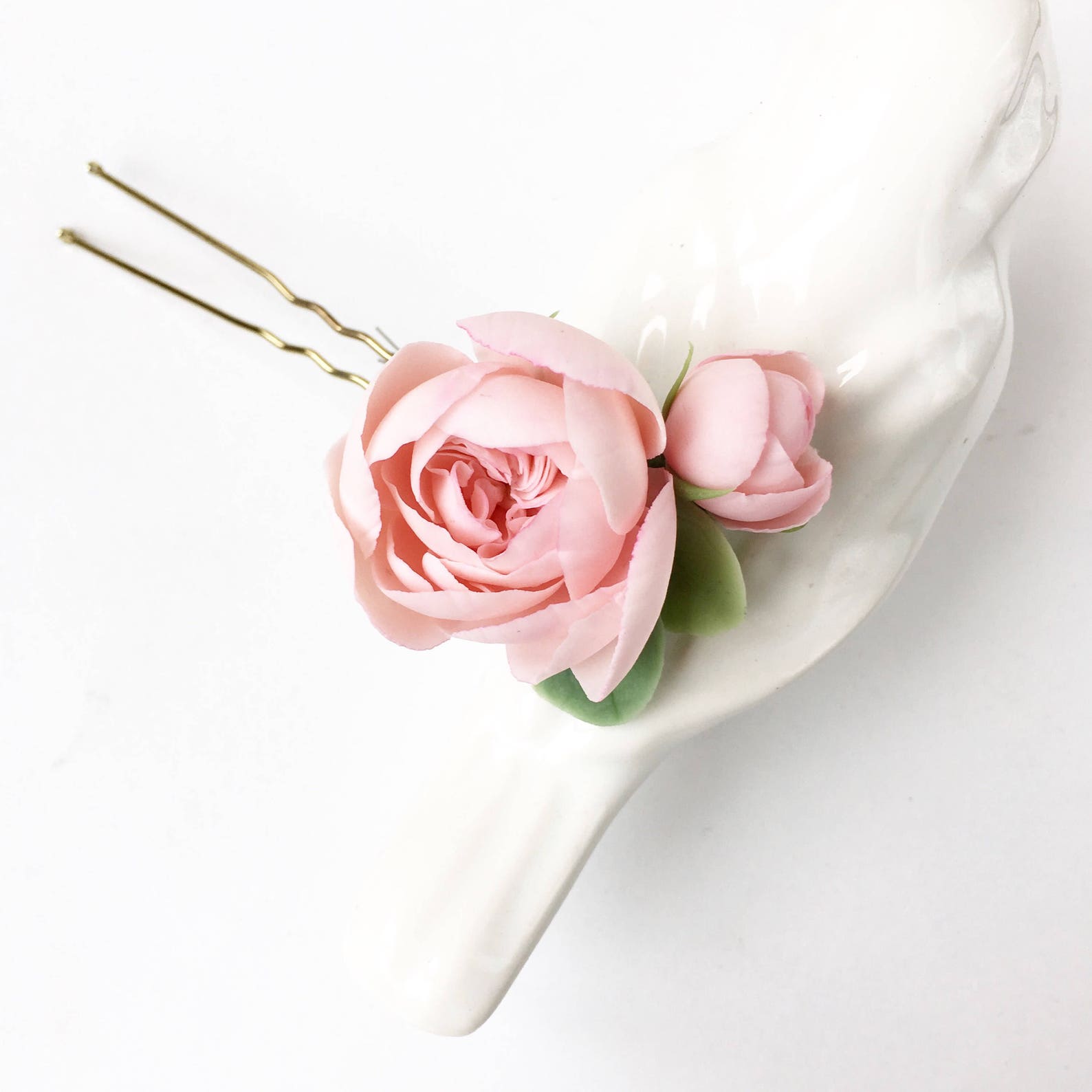 Blush Flower Hair Pin Floral Head Piece Pink Rose Hair Piece | Etsy