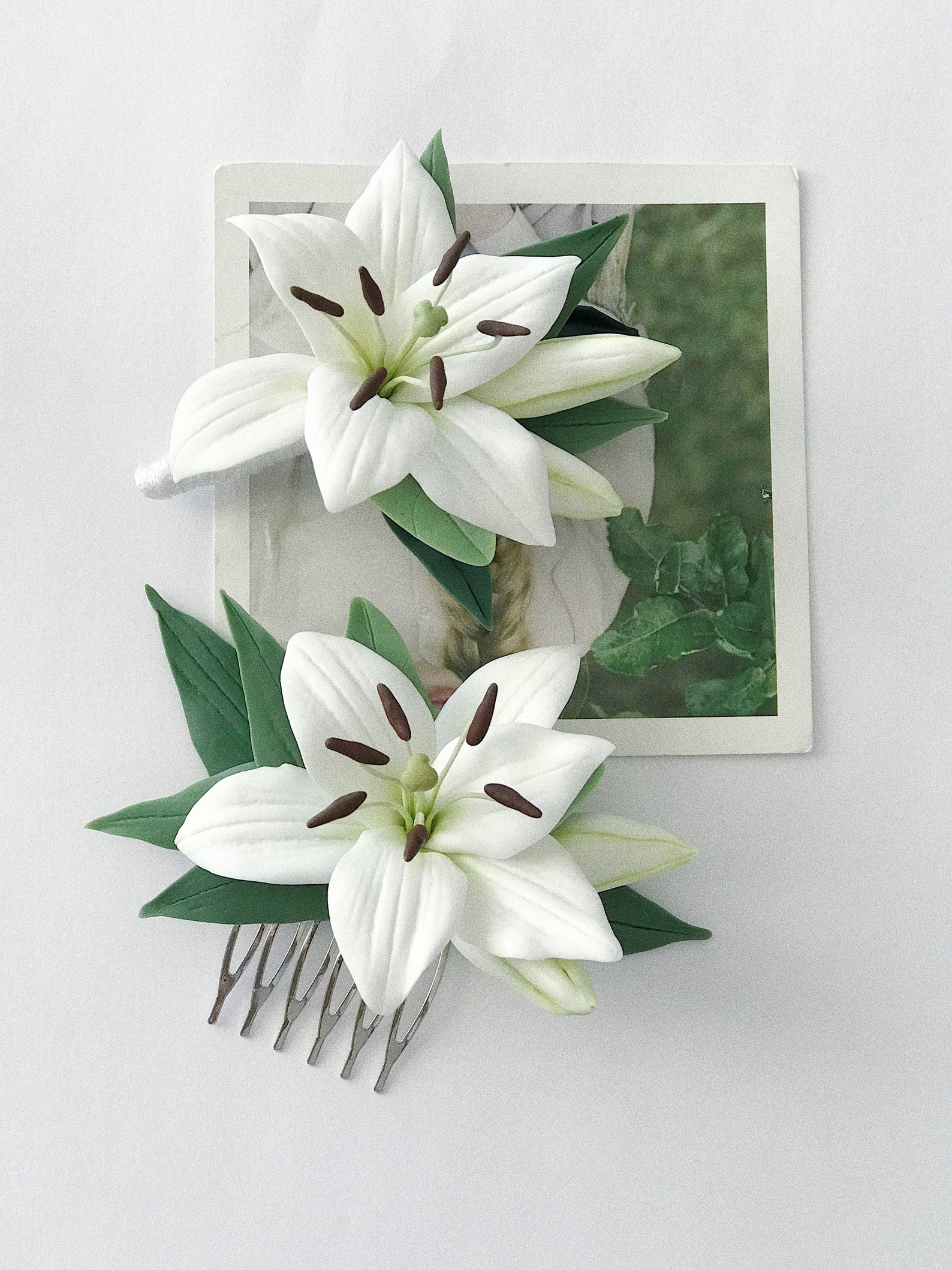 Lily Hair Comb Ivory Flower Hair Comb Greenery Hair Comb Ivory - Etsy