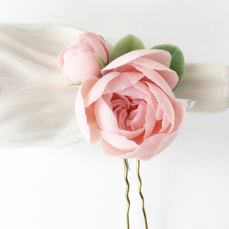 Blush Flower Hair Pin Floral Head Piece Pink Rose Hair Piece | Etsy