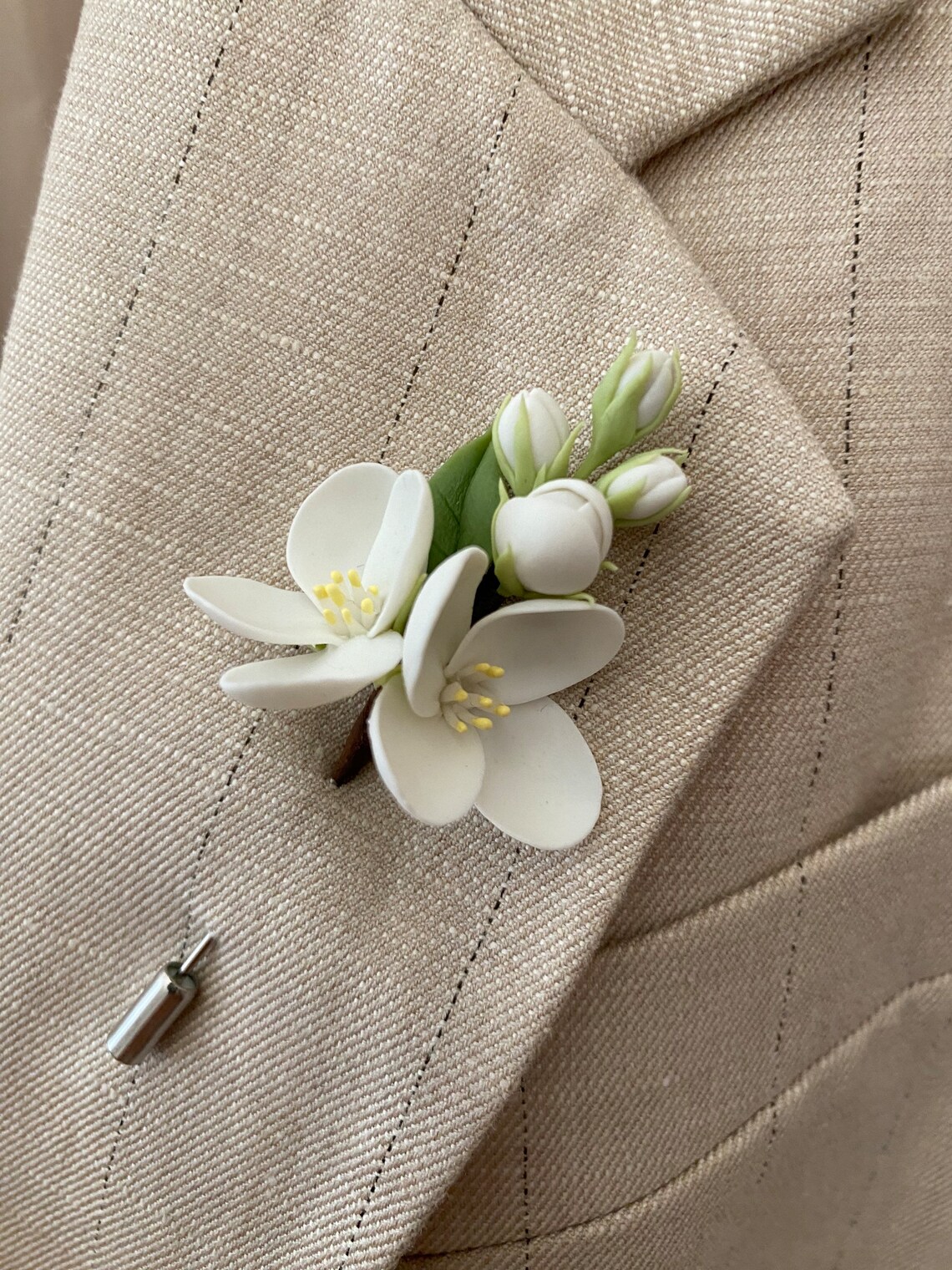 Jasmine Lapel Pin White Flower Pin Blossom Flower Pin Jasmine ...