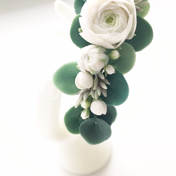 Eucalyptus Ivory Flower Crown Greenery Headband Green Leaves Hair Piece ...